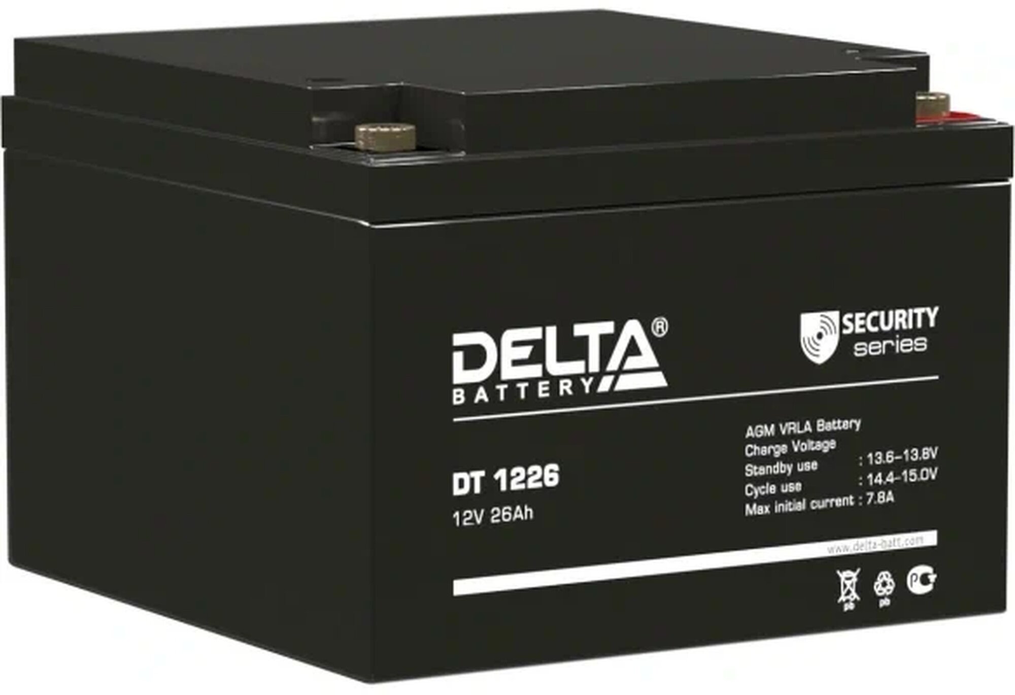 Аккумуляторная батарея Delta Battery DT 1226, для ИБП, 12 В, 26 Ач, черный