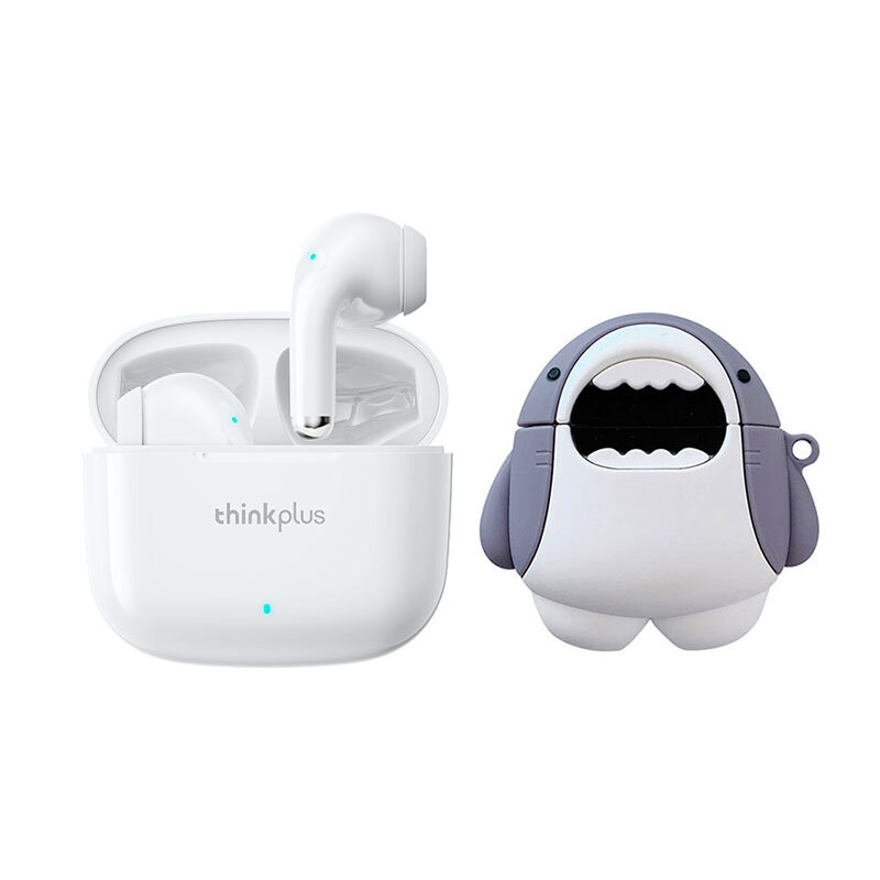 Беспроводные наушники-вкладыши Lenovo, белые, с защитным чехлом Shark