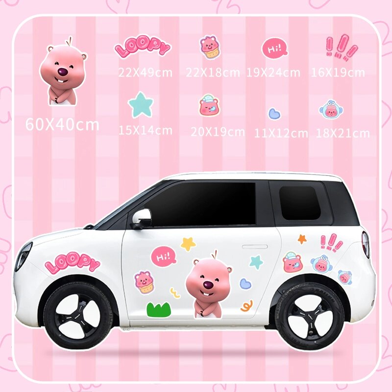Наклейки на кузов автомобиля Panda mini, липкие, в виде лоуипа, рубинового маленького бобра, для декора кузова,