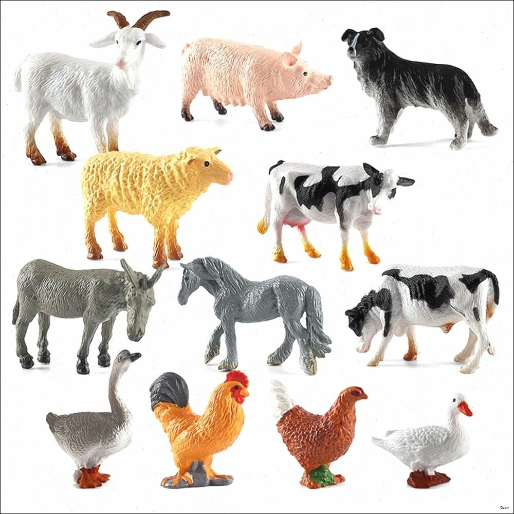 (1 комплект из 12 штук) Имитационная мини-игрушка-модель домашней птицы