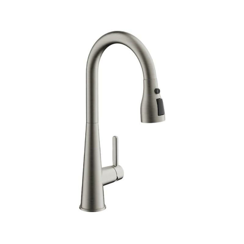 Смеситель для кухни Belz B74816-6 никель, с выдвижным изливом, рычажный, нержавеющая сталь