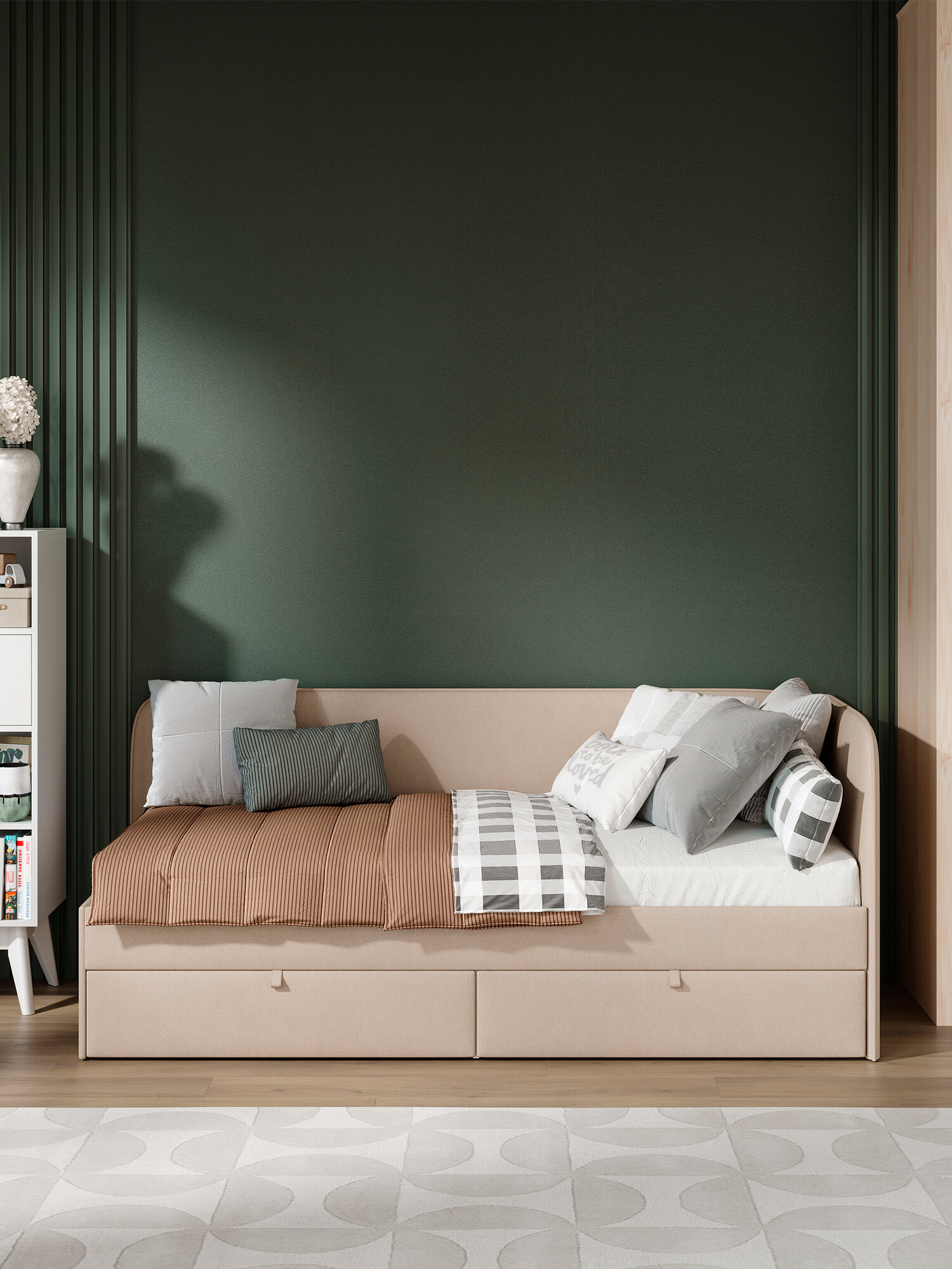 Кровать с мягкой обивкой «Молли» Тип 1 Микровелюр Scandi Cream 03