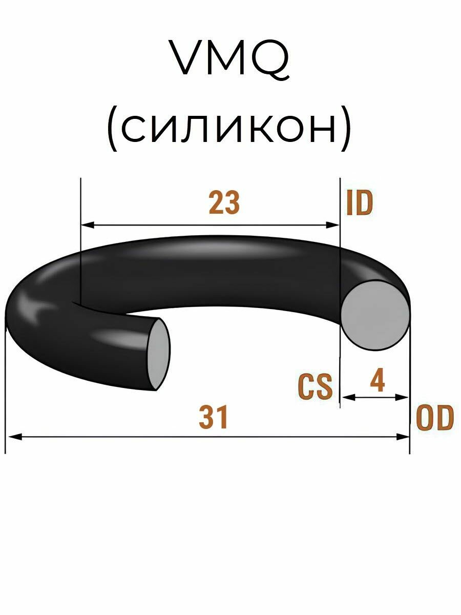 Кольцо уплотнительное 23х31х4 VMQ50 силикон 5 шт. — фото 1