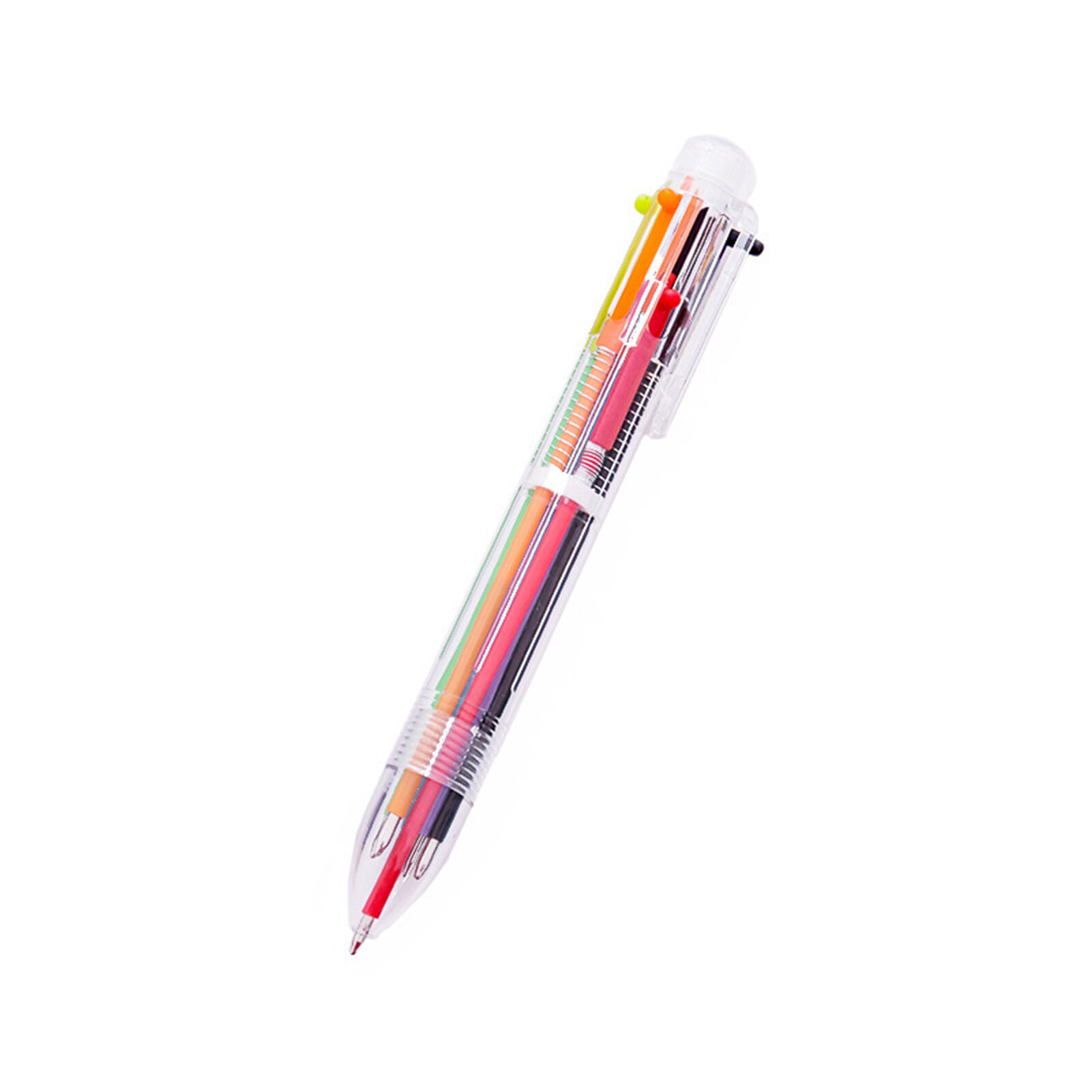 Шариковая ручка 6 в 1, цвета: красный, оранжевый, зеленый, синий, фиолетовый, черный, дизайн со стержнем, механическая, 0.5 мм, пластик и чернила, чернила масляные, размер 17 x 1 x 1 см, вес 15 г, для подарков, скрапбуков, открыток, друзей, студентов,