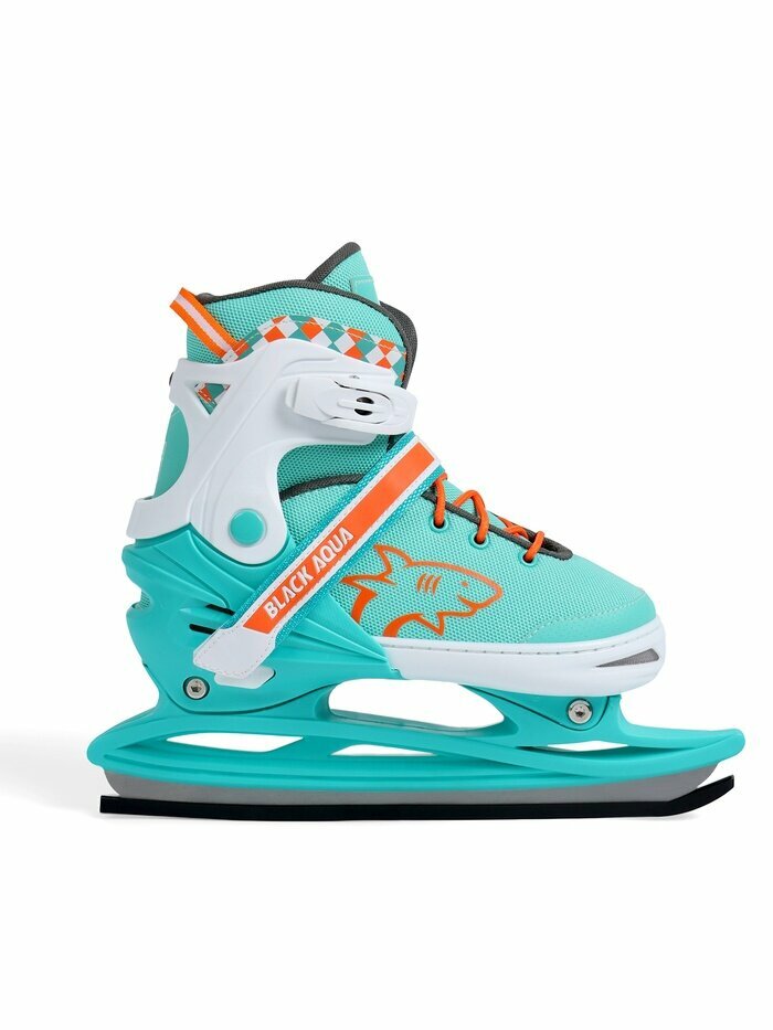 Коньки детские раздвижные BlackAqua, р. 27-30, для фитнеса, мятные, оранжевые