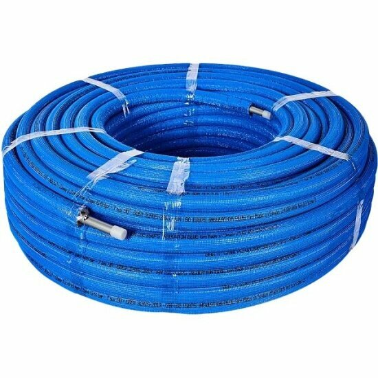 Труба Stout 16х2,2 (бухта 100 метров) PEX-a из сшитого полиэтилена с кислородным слоем, серая в теплоизоляции (синяя)