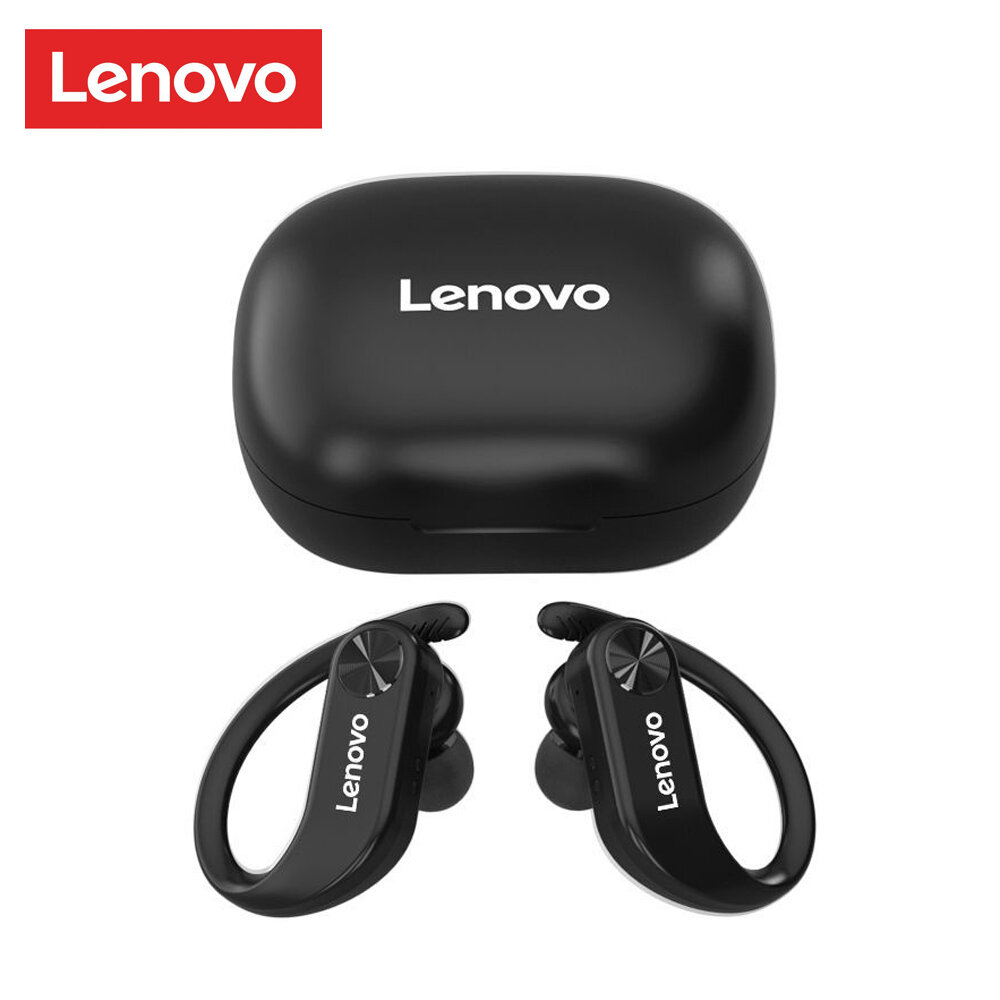 Lenovo LP7 Bluetooth 5.0 TWS Наушники True Wireless с Двойным Микрофоном Ear-hook Проводные Наушники Двойные Спортивные Наушники Контейнер для Зарядки Дисплей Зарядки IPX5 Водонепроницаемые Черный 1 Пара Наушников 1 Контейнер для Зарядки 2 Пары Капсюль 1