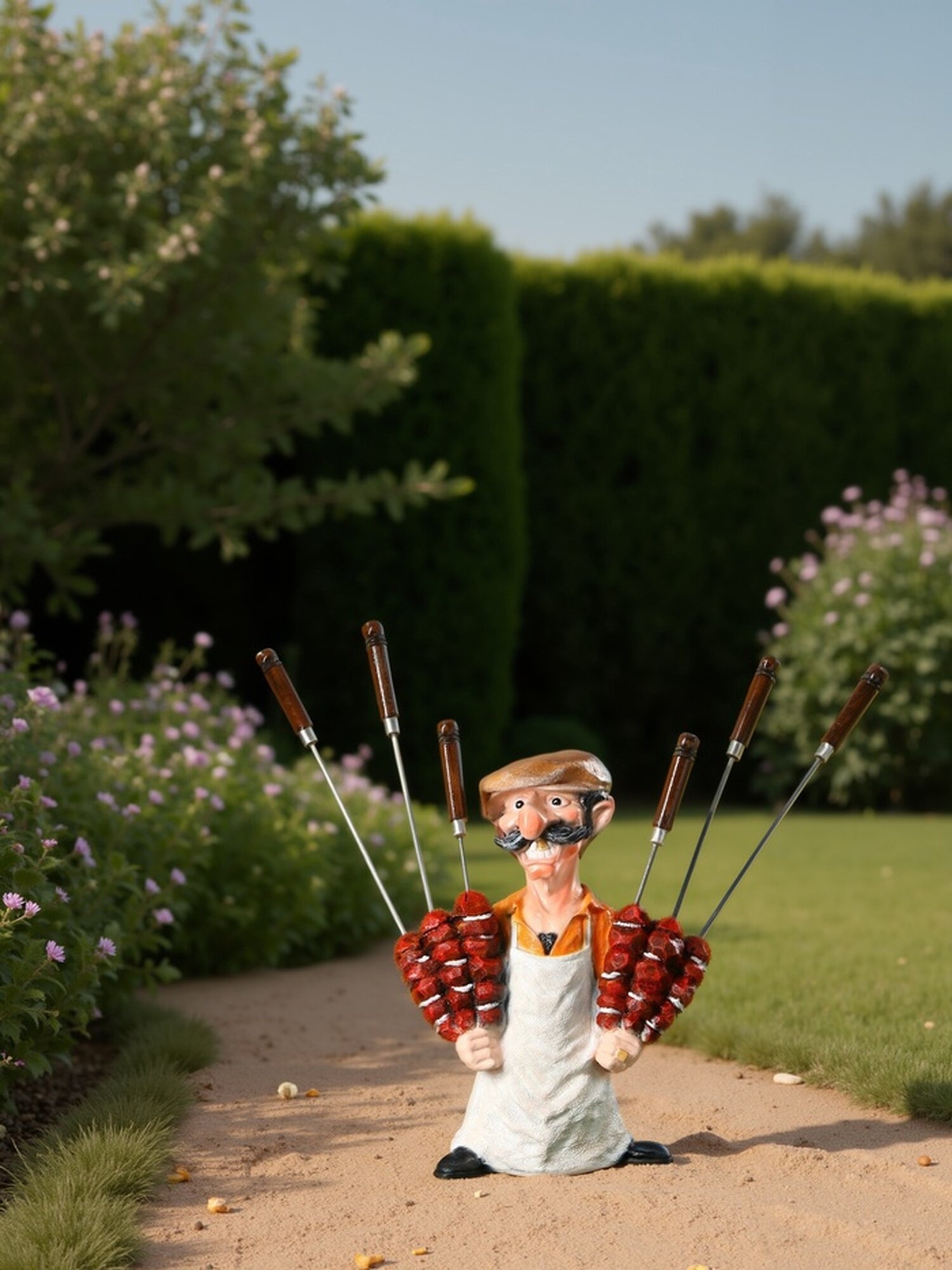 Садовая фигура - подставка для шампуров из полистоуна «Шашлычник», 55×44 см