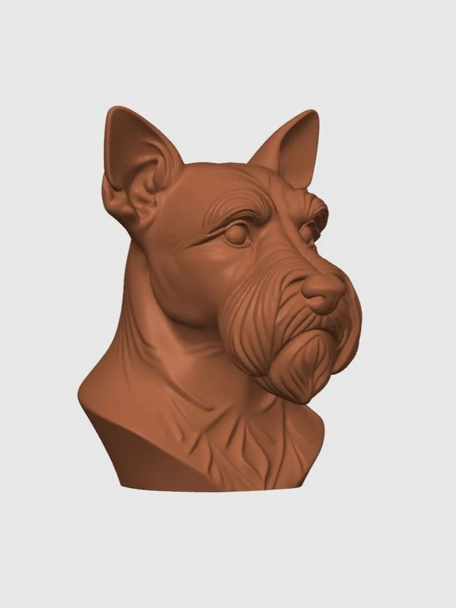 Ростовая статуэтка собаки-Мин. шнауцер (10см, корич. металлик)