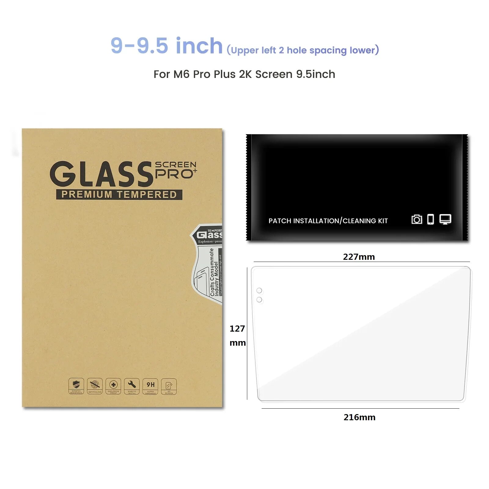 Защитное Стекло 9-9.5" для M6 Pro Plus 2K, SS-GHM-9M6PP