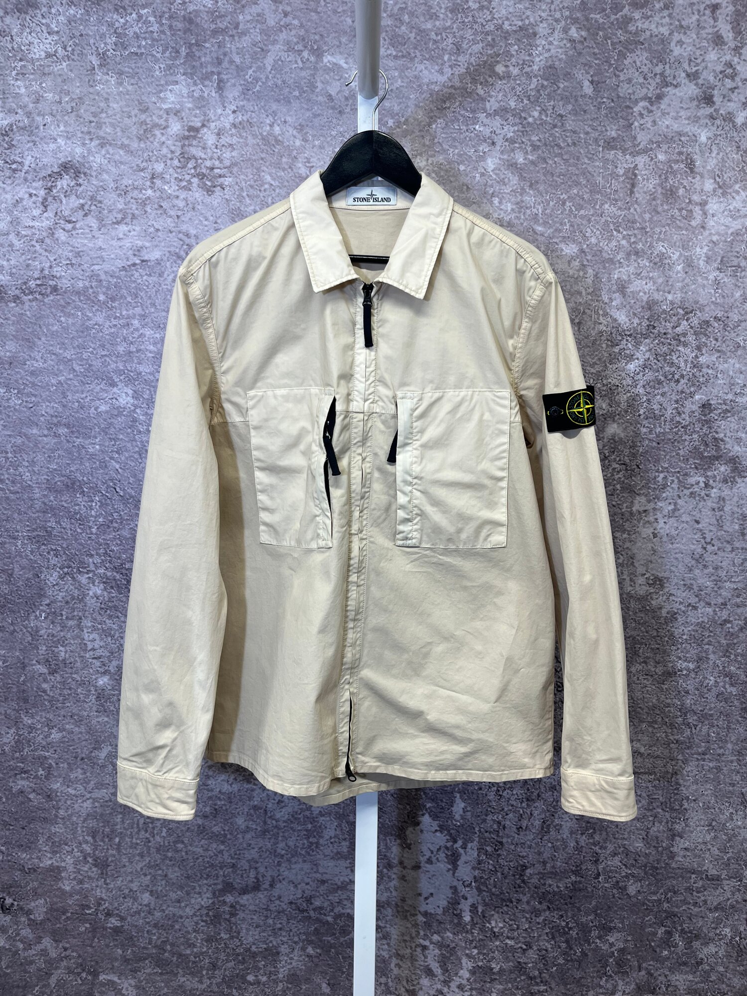 Ветровка Stone Island STONE ISLAND OVERSHIRT CARGO JACKET BIEGE SPLICING, размер L, бежевый