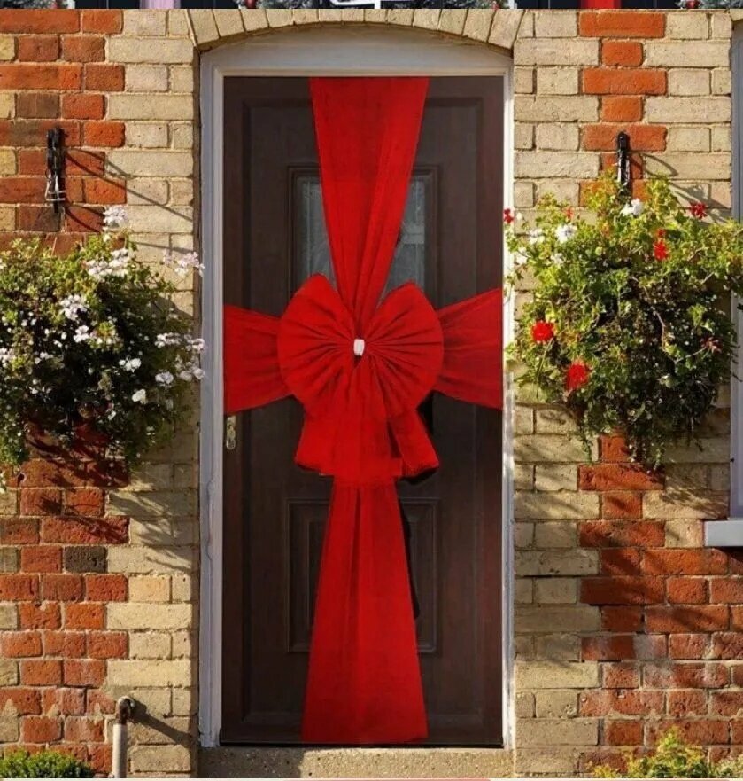 1x красный бант на всю дверь 60 80 см для рождественских бантов, украшения, свадебные чехлы на стулья