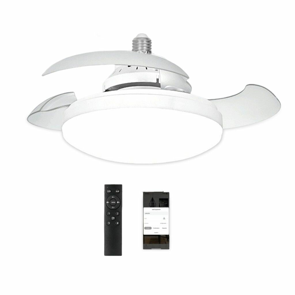 E27 потолочный вентилятор с LED лампой, 48W потолочный светильник, подходит для спальни и кухни, WA