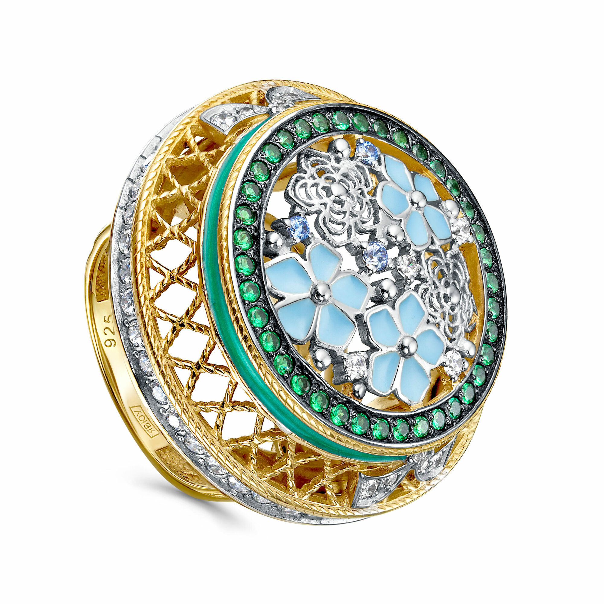 Кольцо, серебро, 925 проба, фианит