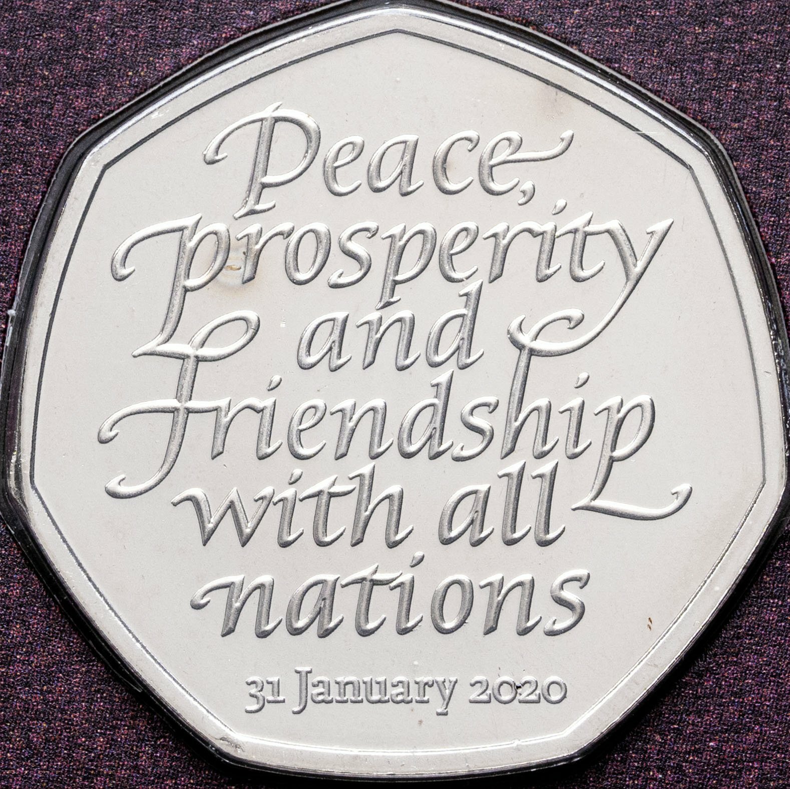 Великобритания 50 пенсов 2020 "Выход Великобритании из Европейского Союза Brexit" в буклете, Мельхиор медь-никель, в сохранности BUNC