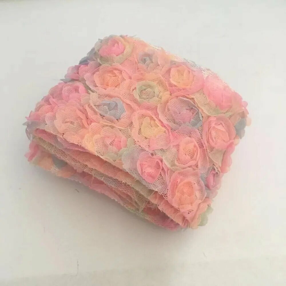 Объемная вышивка цветком розы из текстильной синтетической пряжи, используемой в различных самодельных аксессуарах для волос, обуви и одежде и т. д.