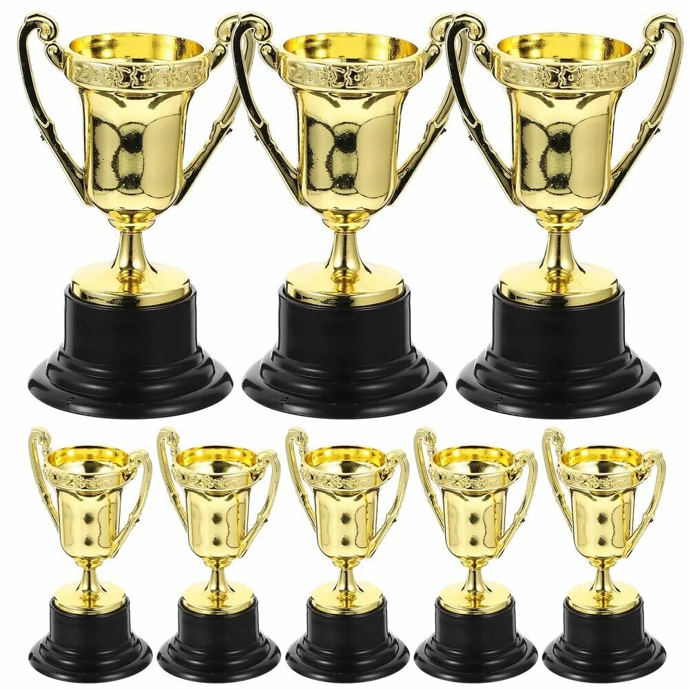Пластиковый детский золотой кубок для поощрения в школе набор из 10 небольших трофеев