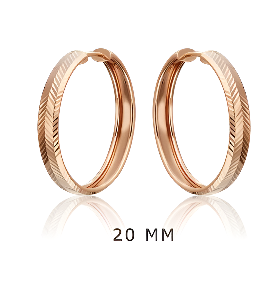 Серьги конго, красное золото, 585 проба, гравировка