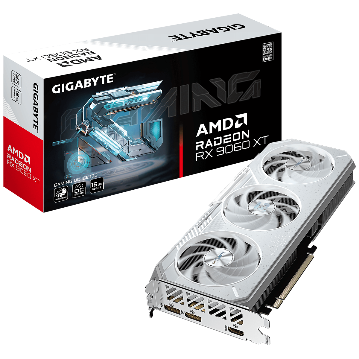 Видеокарта Gigabyte Radeon RX 9060 XT 16 ГБ (Radeon RX 9060 XT GAMING OC ICE 16G), RTL