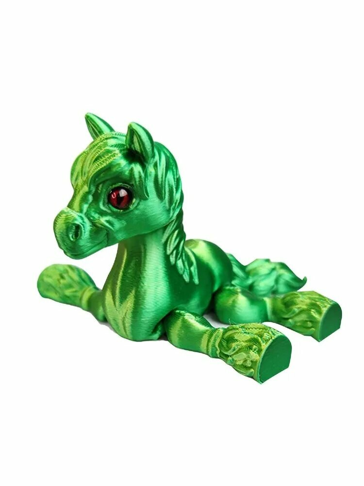 (1 шт) 3D фигурка маленькой лошадки - желто-зеленая