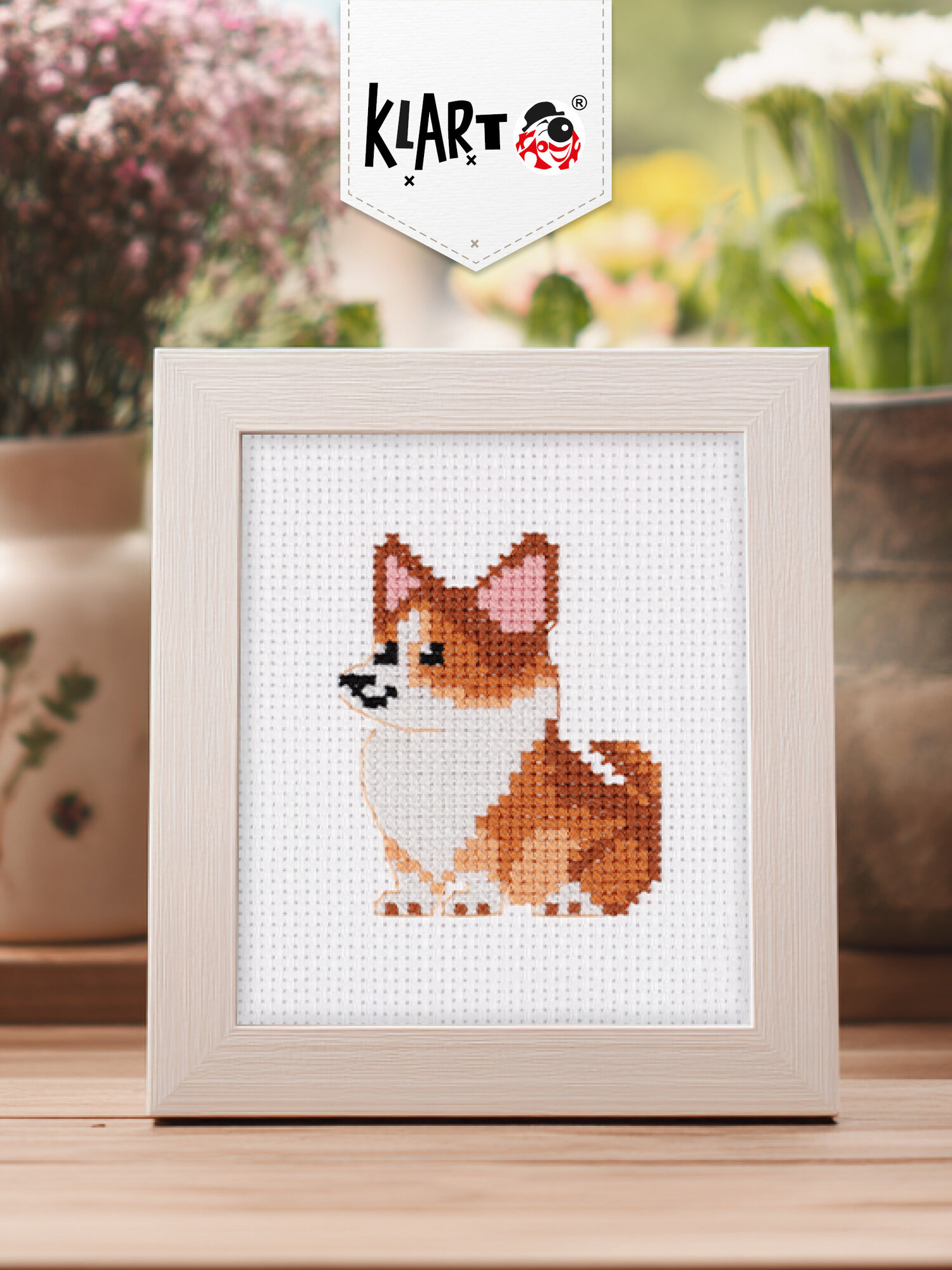 Набор для вышивания Klart 12-043 "Корги" 9.5 х 11 см