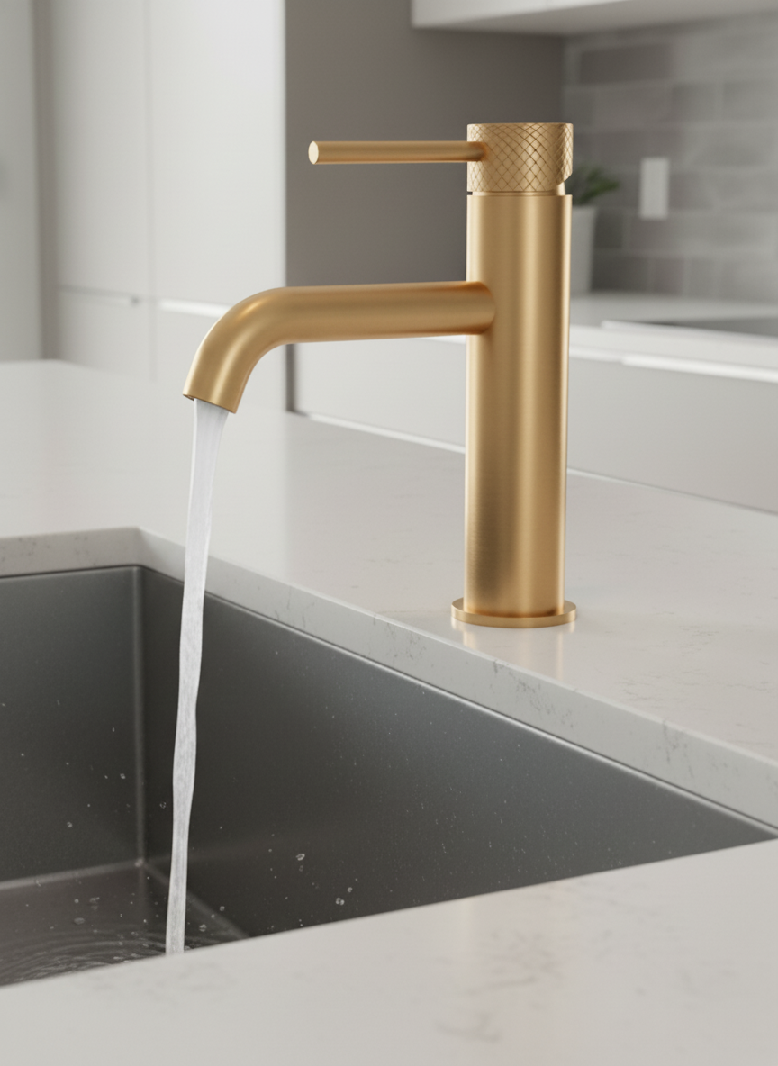 Смеситель для раковины SATO LF11003-4 матовое золото