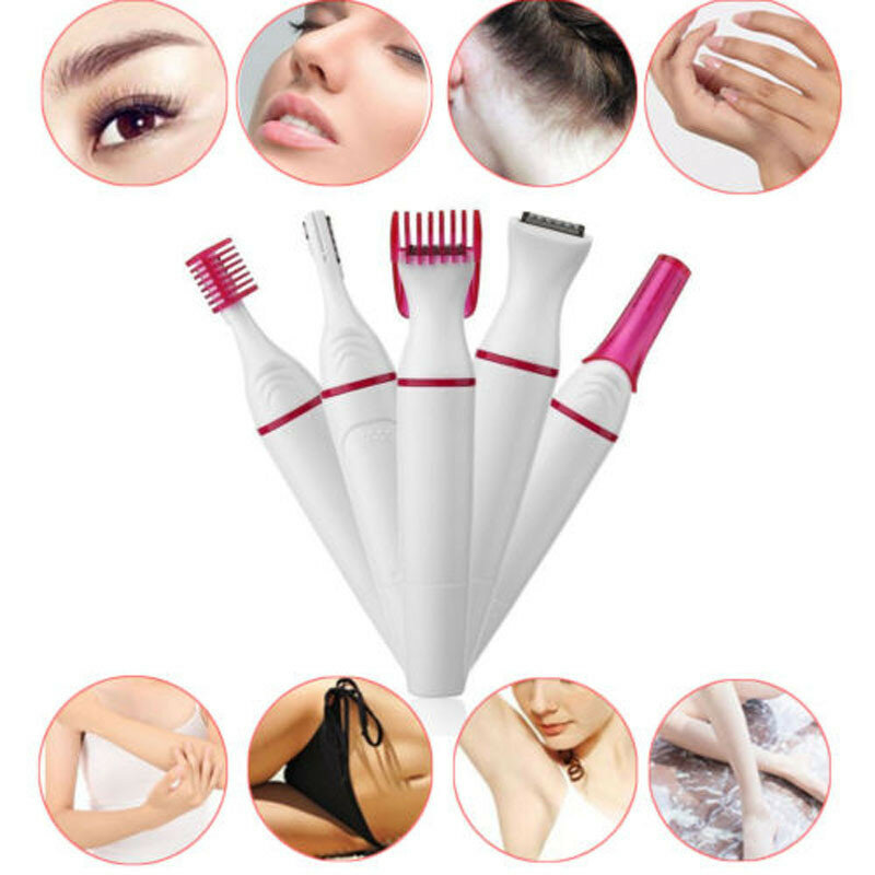 Luxurious 5 в 1 эпилятор для женщин триммер для бикини бровей и носа для бережного ухода за волосами на лице