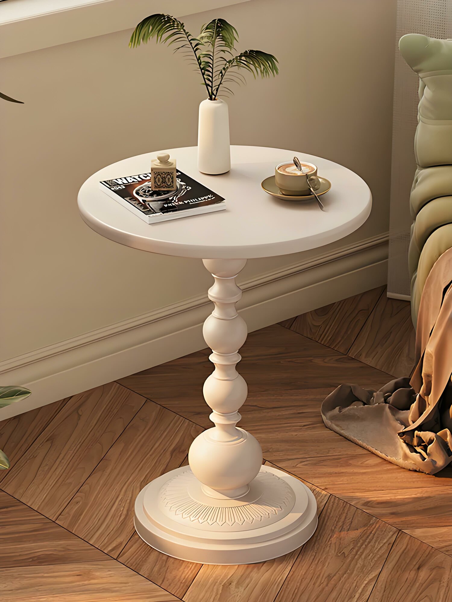 Белый журнальный столик, ретро-стиль, подходит для сада и спальни, 40*52 см