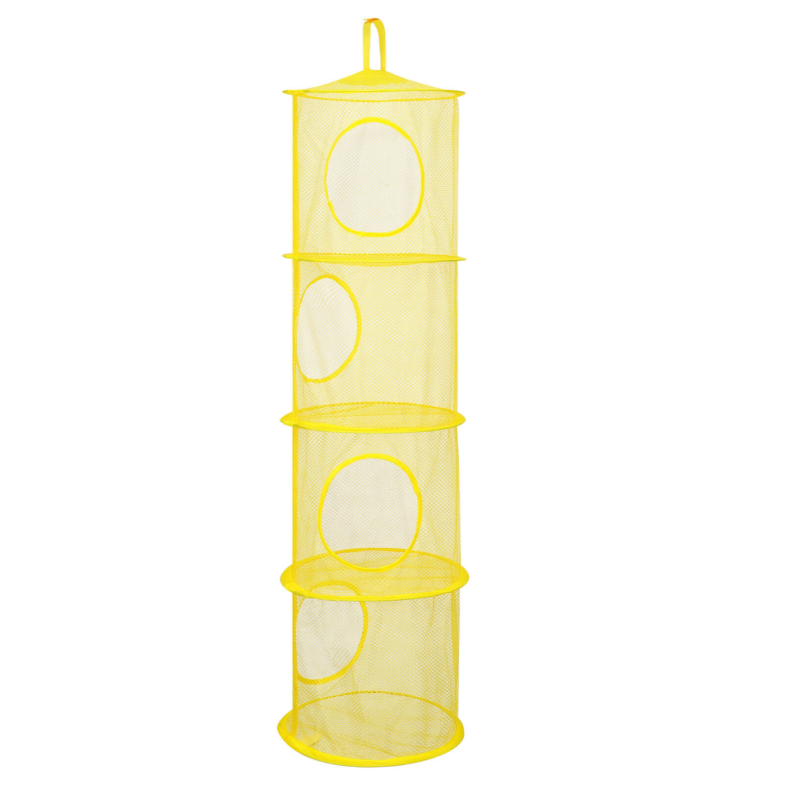 1 шт Органайзер для подвесных плюшевых игрушек с 4 отсеками, складной сетка для хранения мягких игрушек, держатель игрушек, эффективное хранение для детских комнат (Желтый), PVC, для хранения плюшевых игрушек, носков, одежды, перчаток, простая установка,