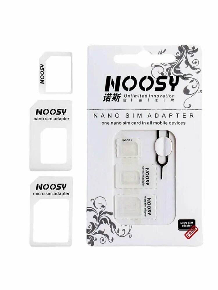 Переходник адаптер сим карт 4в1 micro - standart Sim с ключом, скрепкой для извлечения