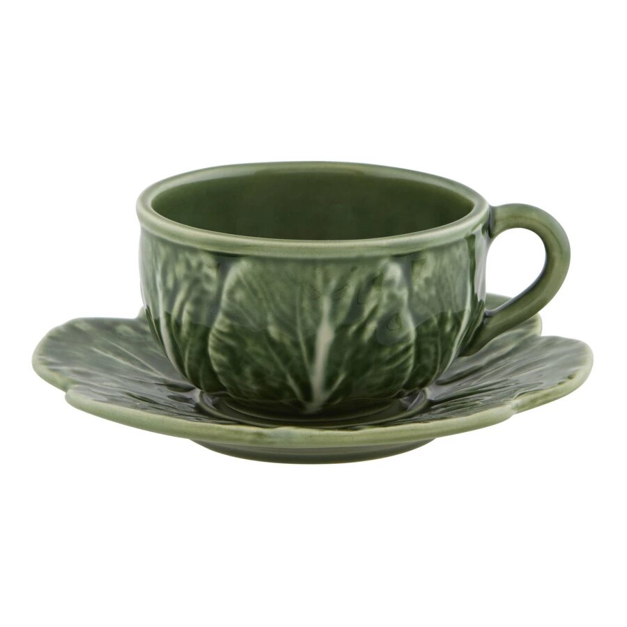 Чашка чайная с блюдцем Bordallo Pinheiro Капуста 200 мл, керамика