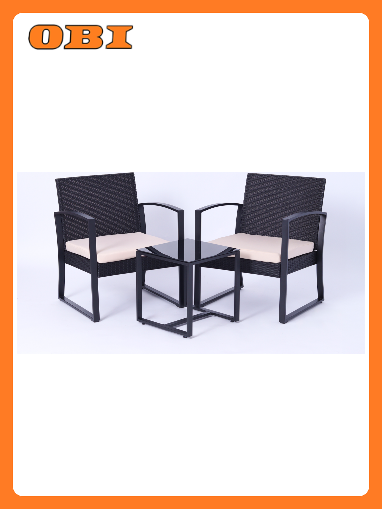 Набор садовой мебели AViTA "Рея", сталь, пластик, чёрный, 2 кресла и стол