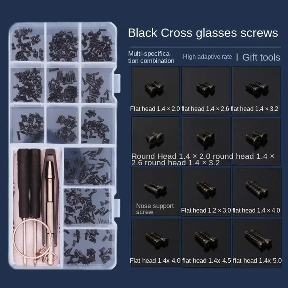 Набор винтов для очков Black Cross, черный, цвет 4