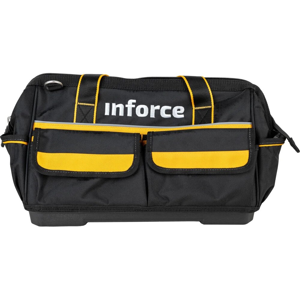 Открытая сумка 16" Inforce 11-25-11, подвешивания, из брезента, черный однотонный, с наплечным ремнем и пластиковым дном