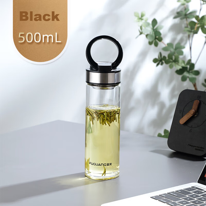 Fuguang Shangyu Series Single-Layer Insulated Glass Tea Cup for Men and Women, High Borosilicate Glass Tea Infuser Cup 500ml