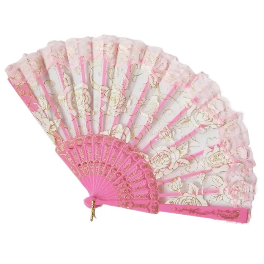 Ручной кружевной веер розовый Розовый, pink
