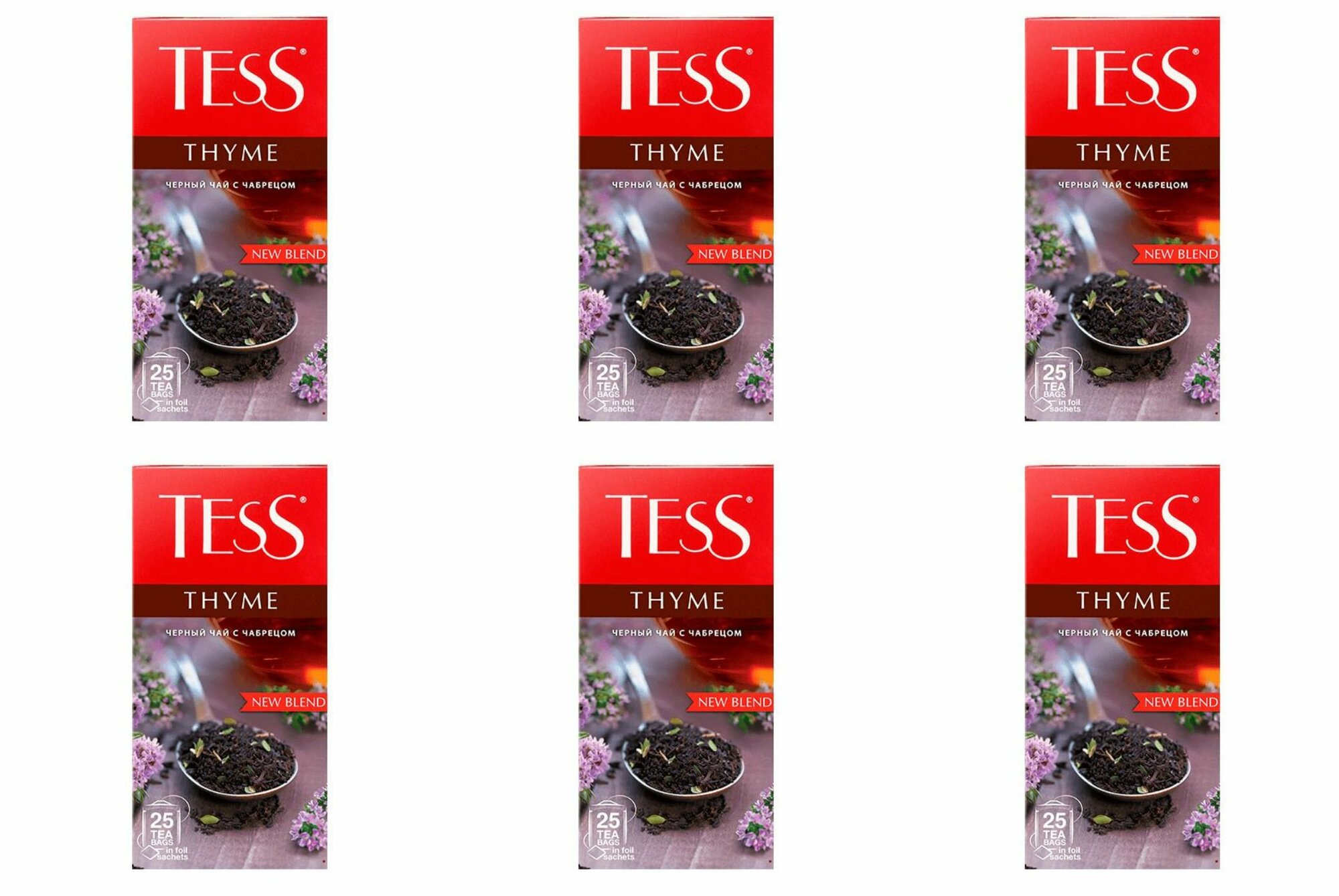 Tess Черный чай Thyme, с чебрецом, 25 пакетиков по 1,5 г, 3 уп