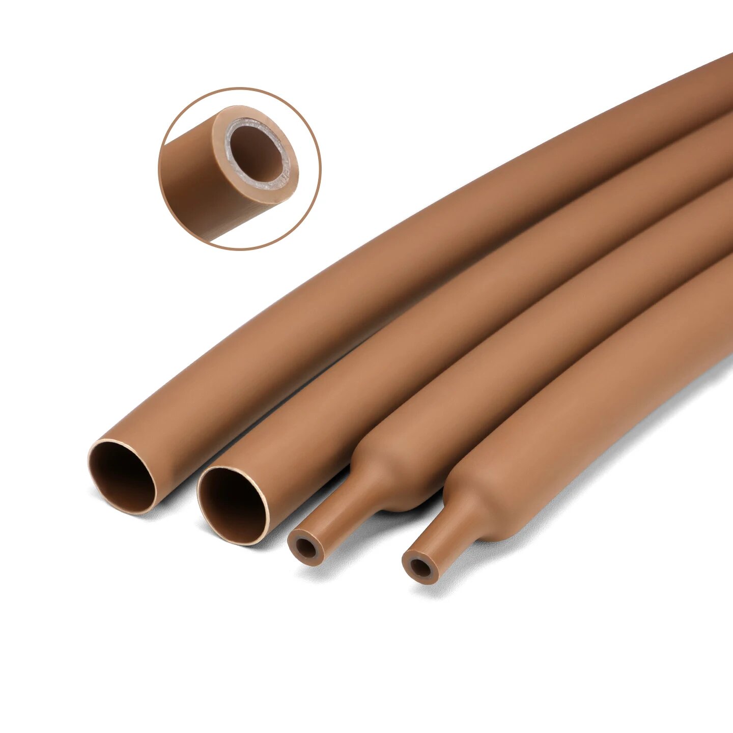 Термоусадочная трубка 3:1 PE черный 1м Brown, 6.4mm