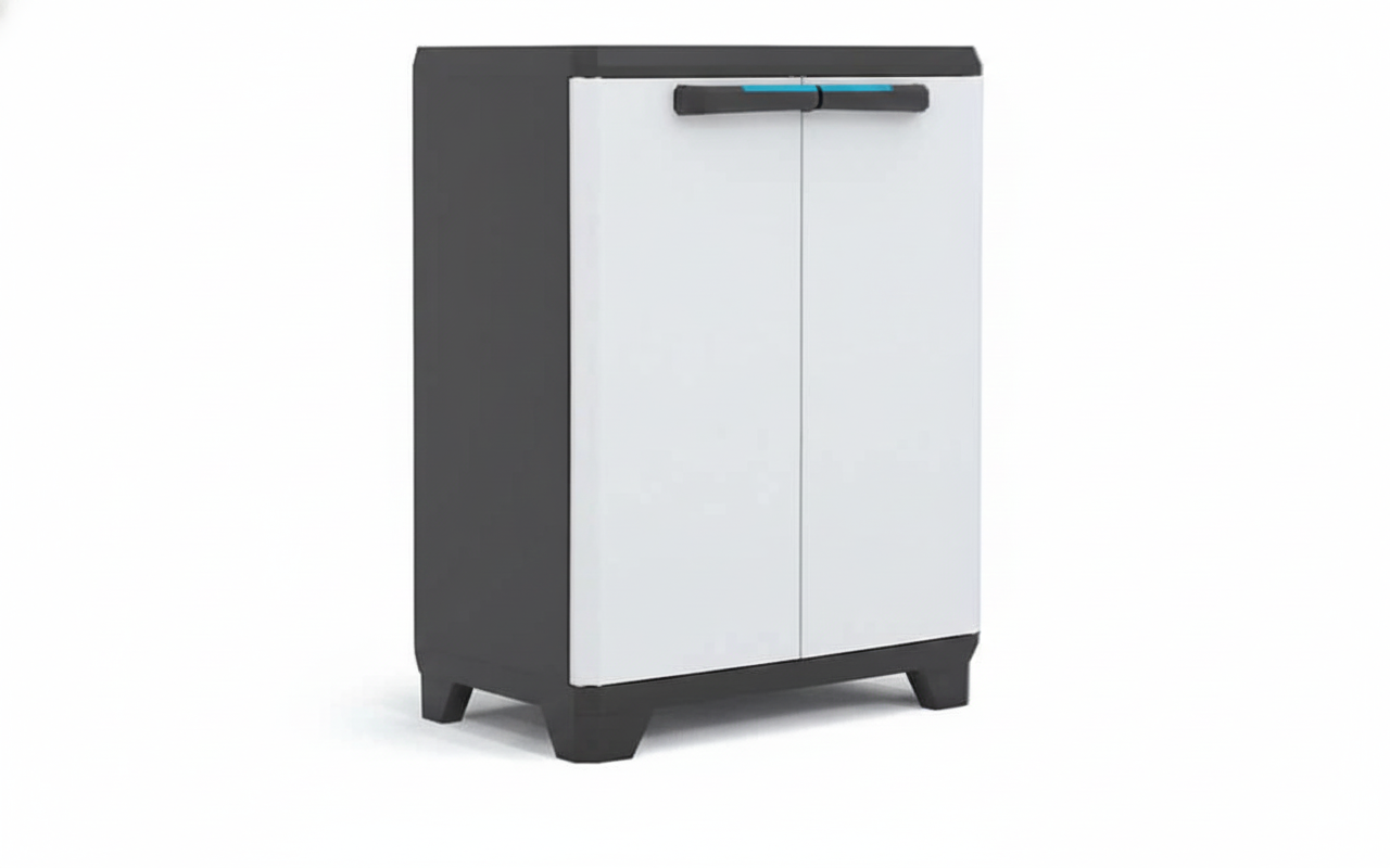 Хозяйственный шкаф Keter Linear Base Cabinet 17206642, пластик, распашные дверцы, серый, черный