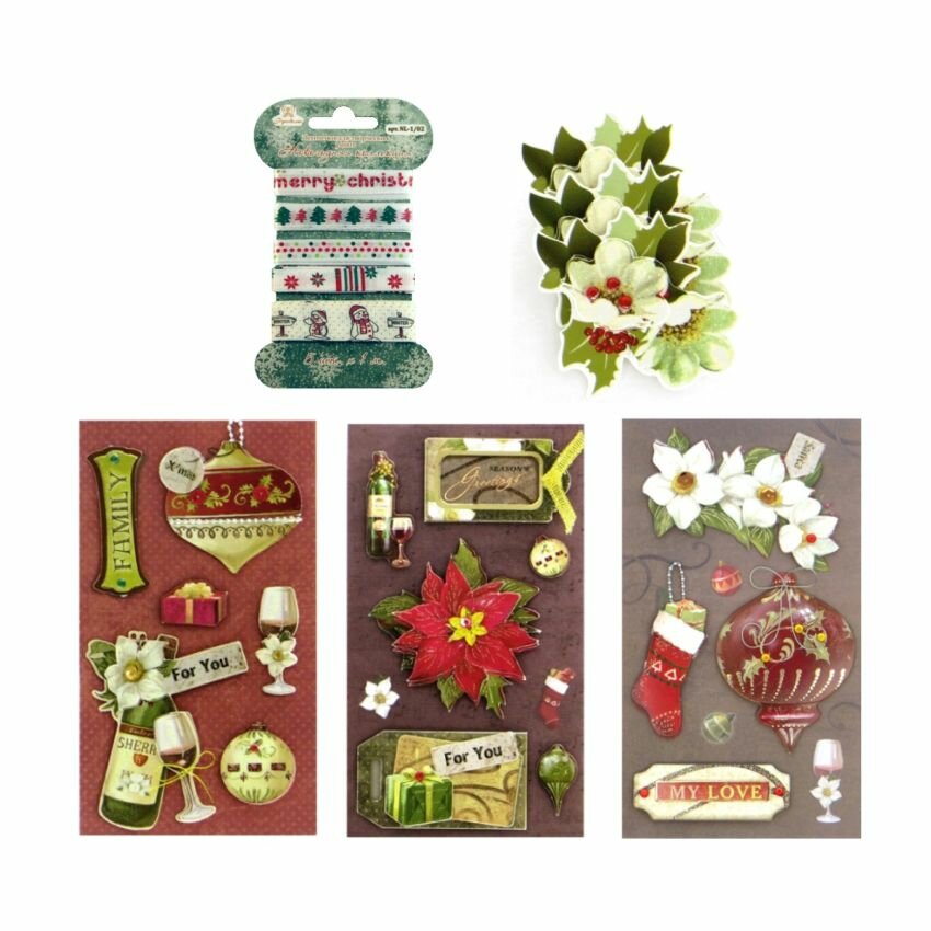 Набор для скрапбукинга Рукоделие "Новогодняя коллекция", разноцветный