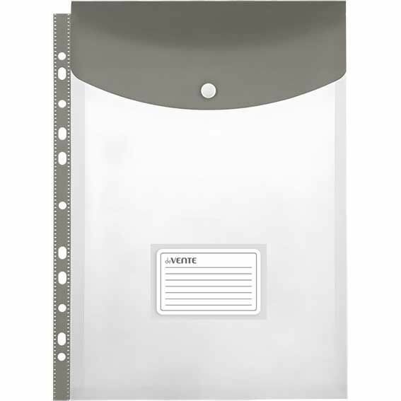 Карман для документации deVENTE расширяющийся, А4, 140 мкм, вертикальный, полипропилен, 11 отверстий, на кнопке, прозрачный (3050403)