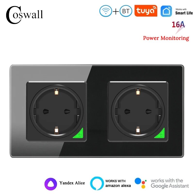 COSWALL Смарт-розетка Wi-Fi Black WIFI 2EU
