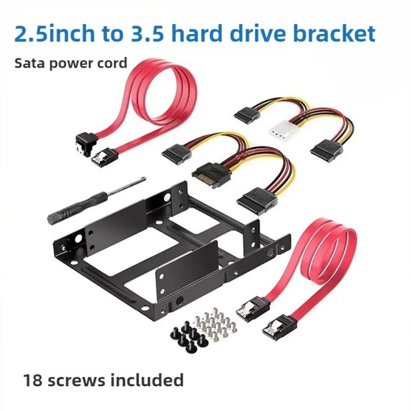 Металлический монтажный кронштейн с двумя отсеками, адаптер отсека для жесткого диска от 2x2,5 до 3,5 дюйма, совместимый с жестким диском/SSD для обновления настольного компьютера