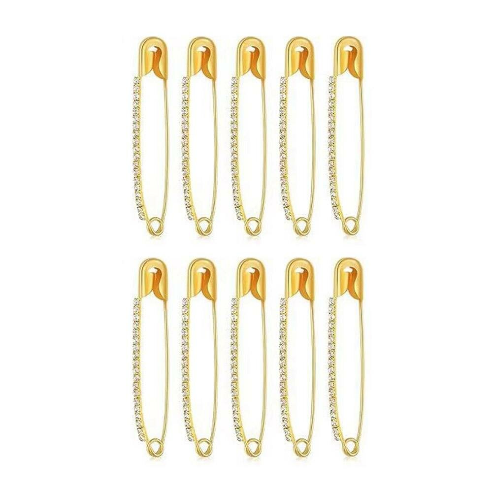 Брошь-булавка с кристаллами, золото и серебро, зажимы для шарфа, 10-12 шт