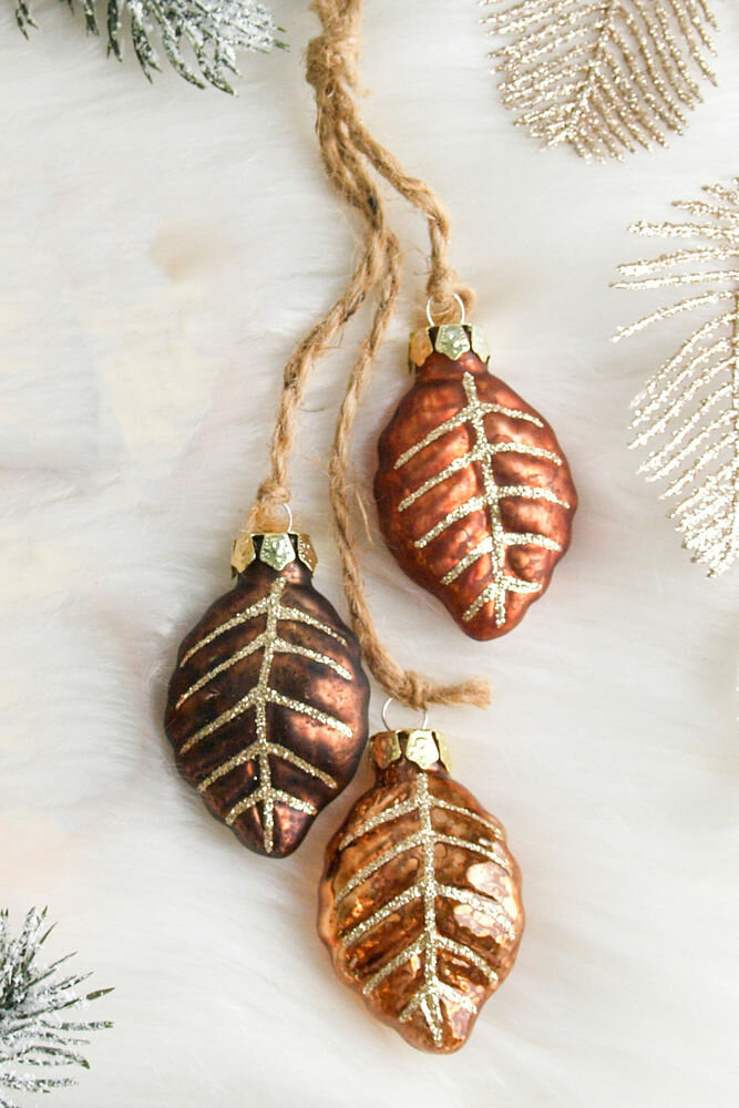 Ёлочное украшение листья 'осеннее ЭХО', стекло, 19 см, Kurts Adler T3547-2