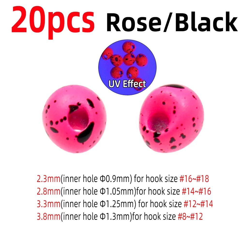 Бусины для вязания мух 2.8mm, 20pcs Rose/Black