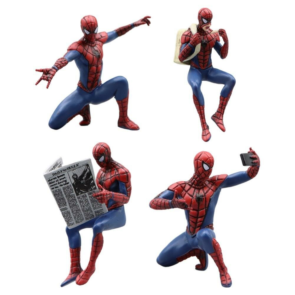 Игрушки Человек-паук Фигурки из Marvel Newspaper/Selfie/Eat Pizza/Kung Fu 4 в 1 Spider man