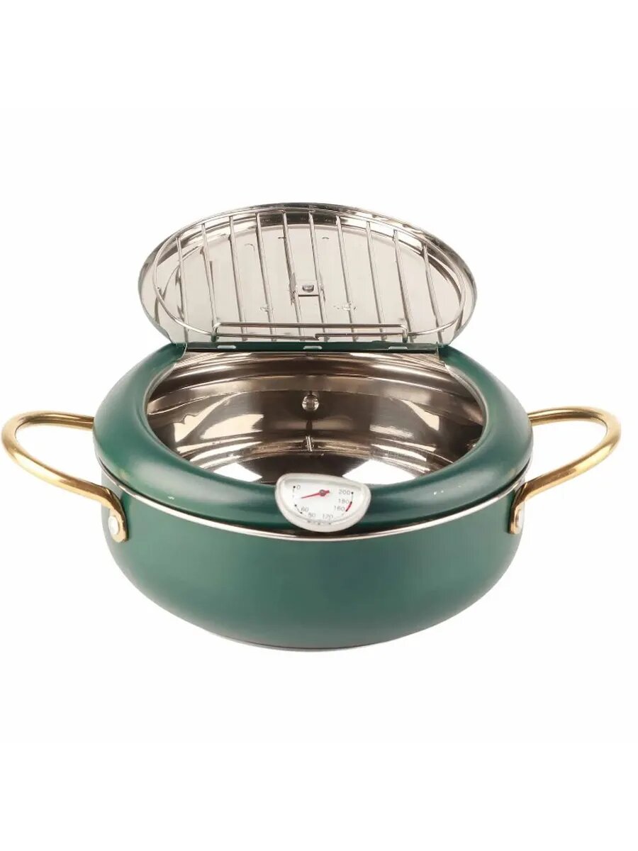 Frying Pot with Thermometer Japanese Stainless Steel Fryer