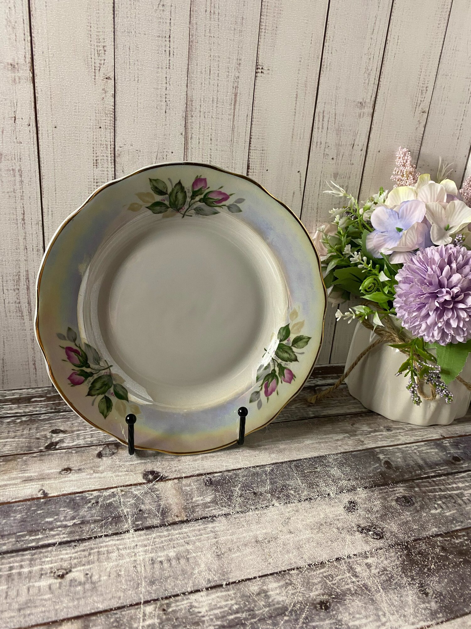 Тарелка плоская СССР Розы, Коростень, 19 см, фарфор