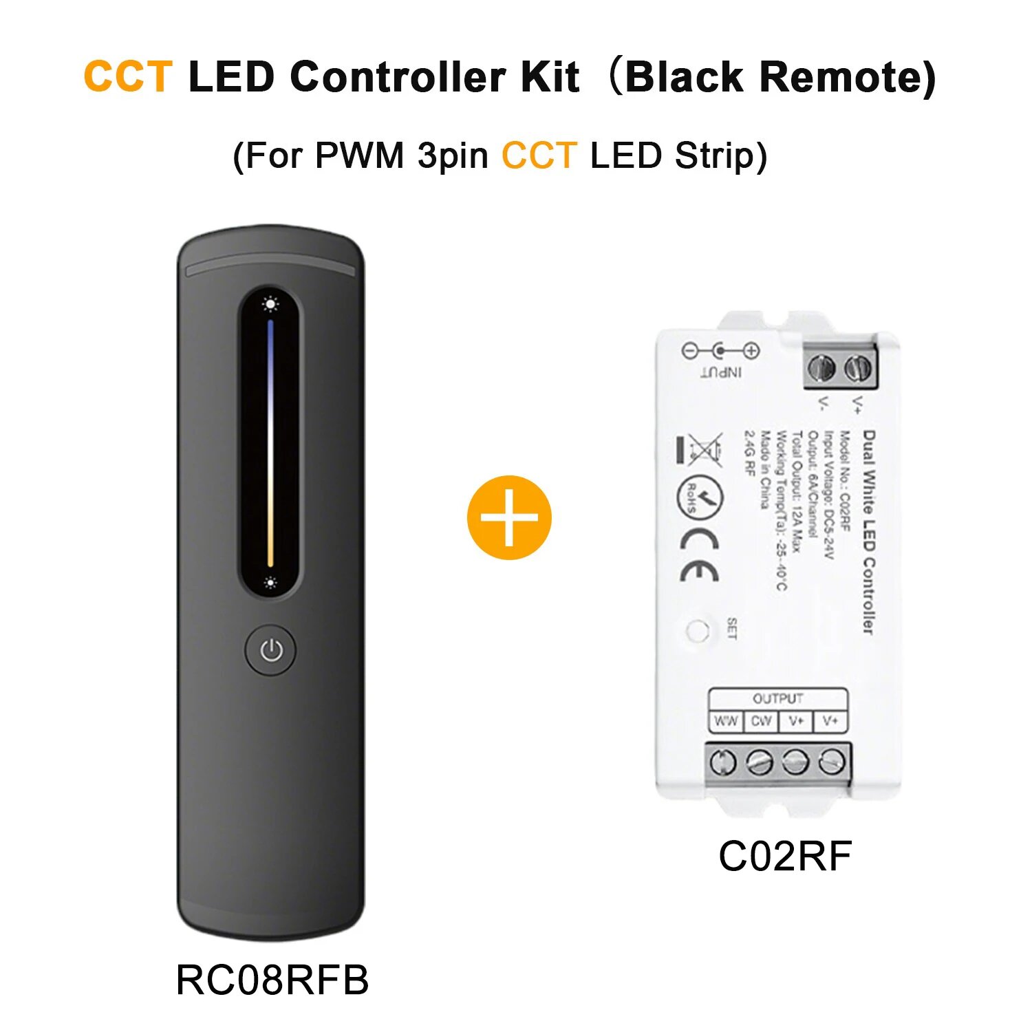 Беспроводной RGBW контроллер LED C01RF C02RF C03RF C04RF C05RF Черный, CCT Black